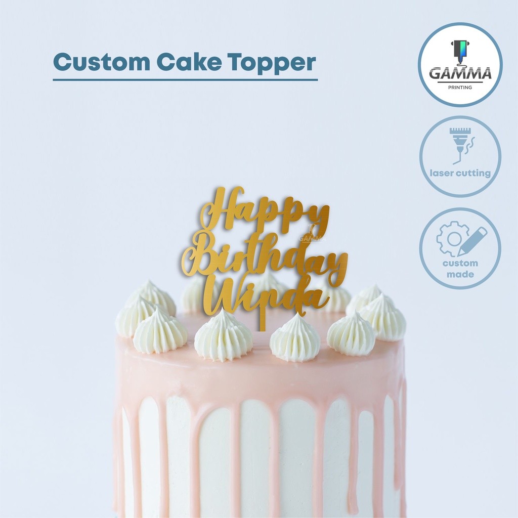 Jual Custom Cake Topper Tulisan Happy Birthday Akrilik Hiasan Kue Gift ...