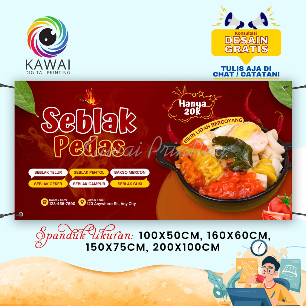 Jual SPANDUK / BANNER Seblak Pedas Merah Free Desain | Shopee Indonesia