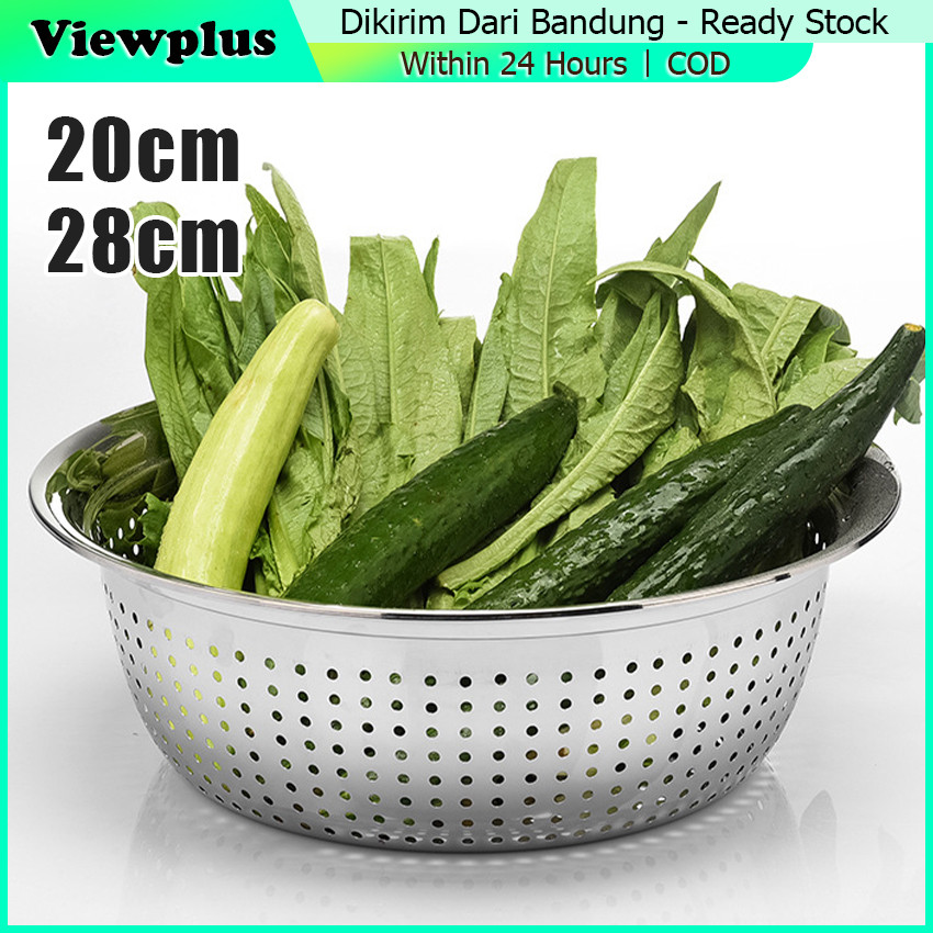Jual Baskom Bolong Lubang Stainless 28cm 20cm / Saringan Baskom ...
