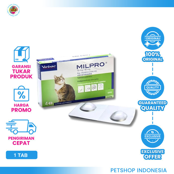 Jual Virbac Milpro Cat Tablet Obat Anti Cacing Untuk Kucing Dewasa 1 ...