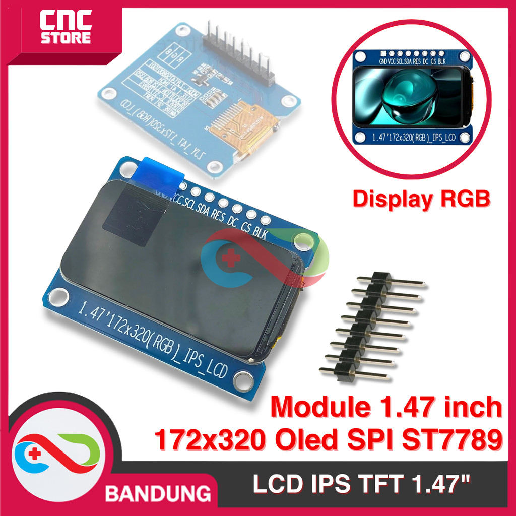 Jual LCD IPS TFT MODULE 1.47" 172X320 OLED SPI ST7789 FOR ARDUINO ESP8266 | Shopee Indonesia