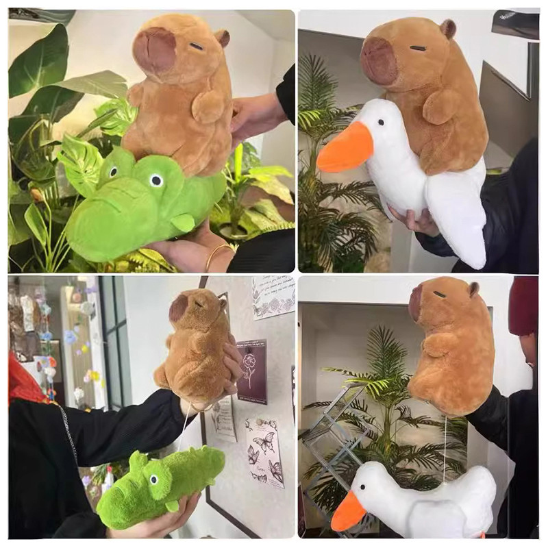 Jual New Riding Crocodile And Goose Capybara Plushie Soft Fuzzy Plush ...