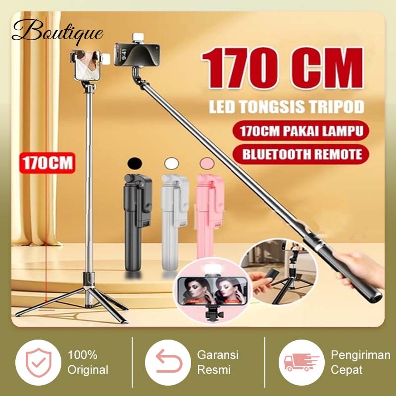 Jual Tinggi 170cm Tongsis Tripod Bluetooth Selfie Stick 4 in 1 Led Tanpa Lampu Remote ...