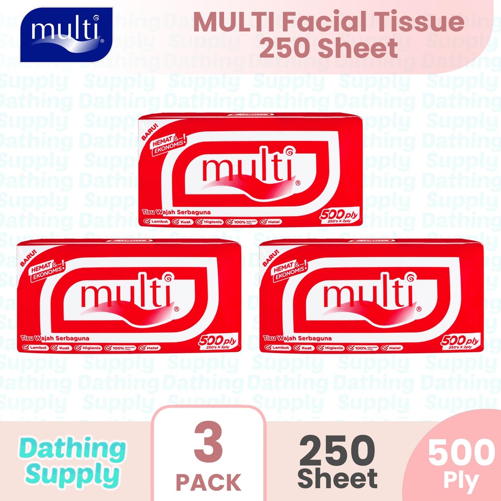Jual ( 3 PACK ) Tissue Multi Facial Tisu 250 Sheet - 2 PLY / Tisue ...