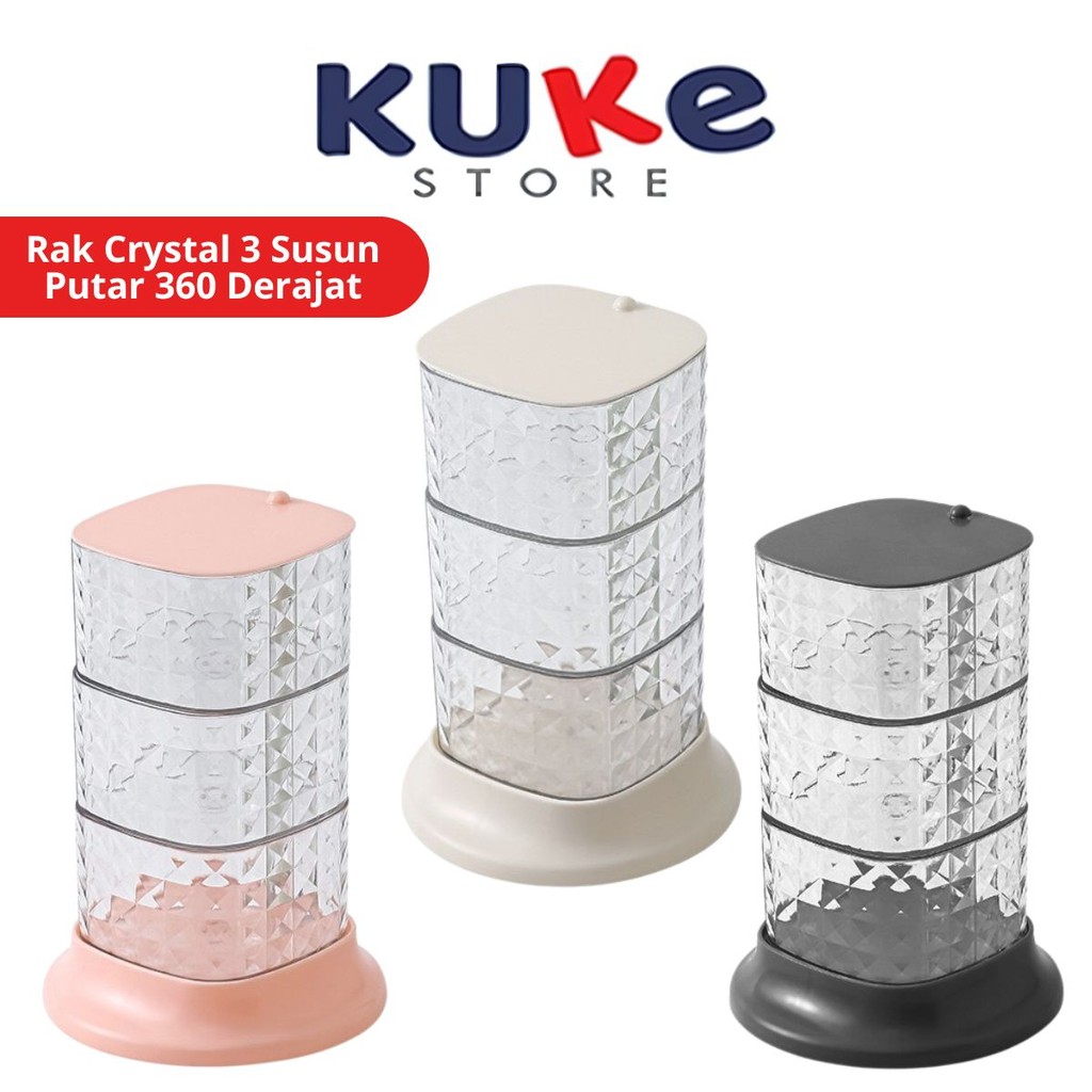 Jual KUKE Rak Crystal 3 Susun Putar 360° / Tempat Penyimpanan Aksesoris ...