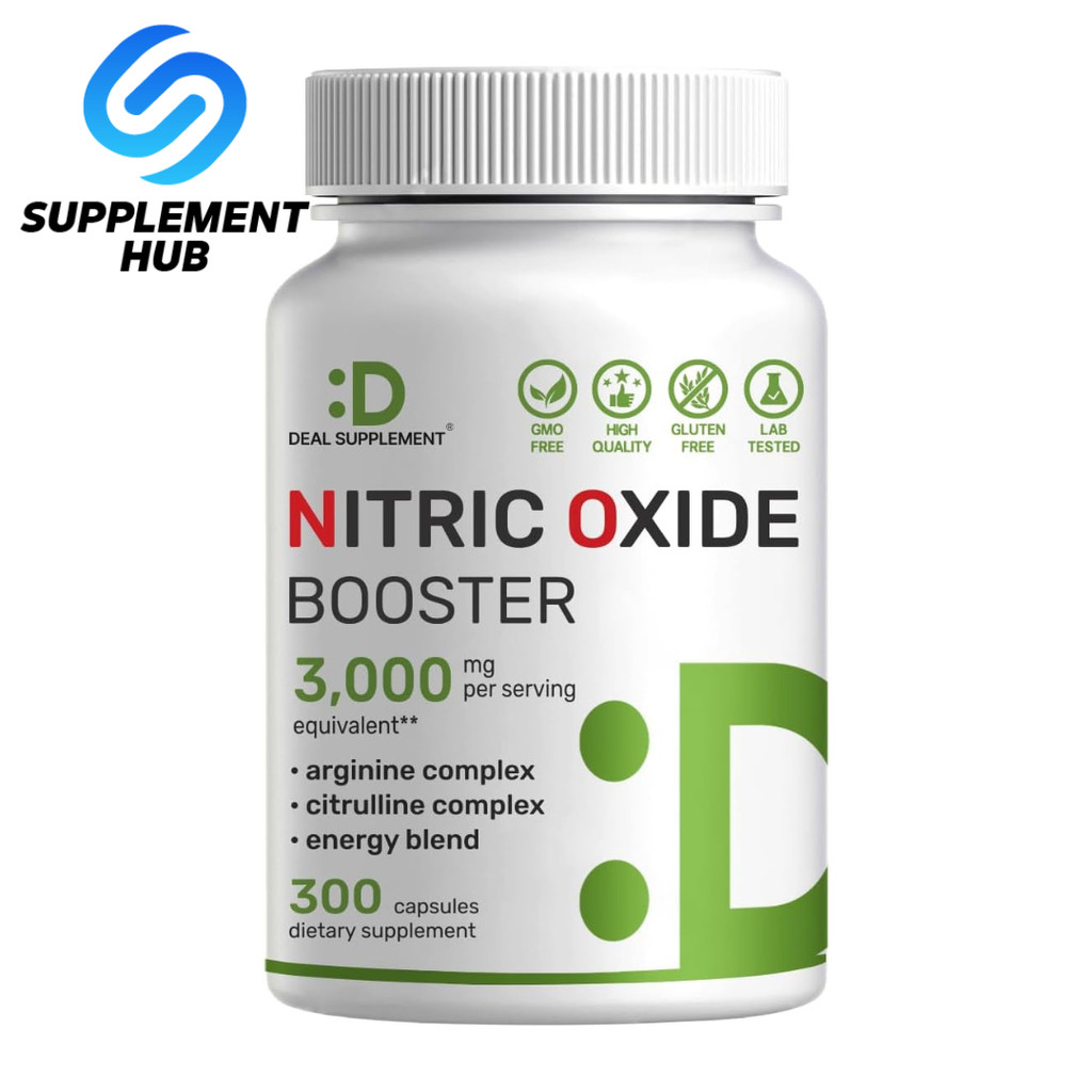 Jual Deal Supplement Nitric Oxide Booster 3,000mg Per Serving, 300 Capsules – 12 in 1 Nitric ...