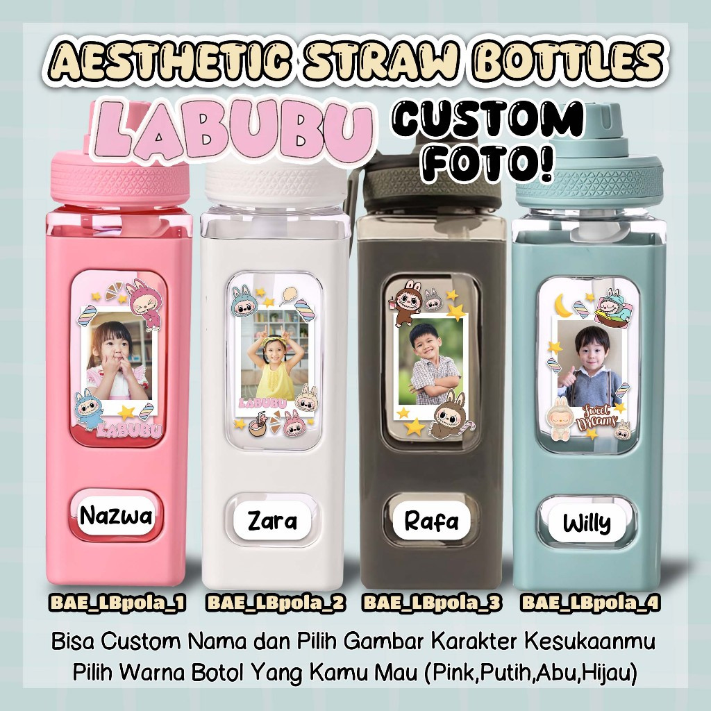 Jual Aesthetic Straw Bottles - Botol Minum Estetik Sedotan - Desain ...