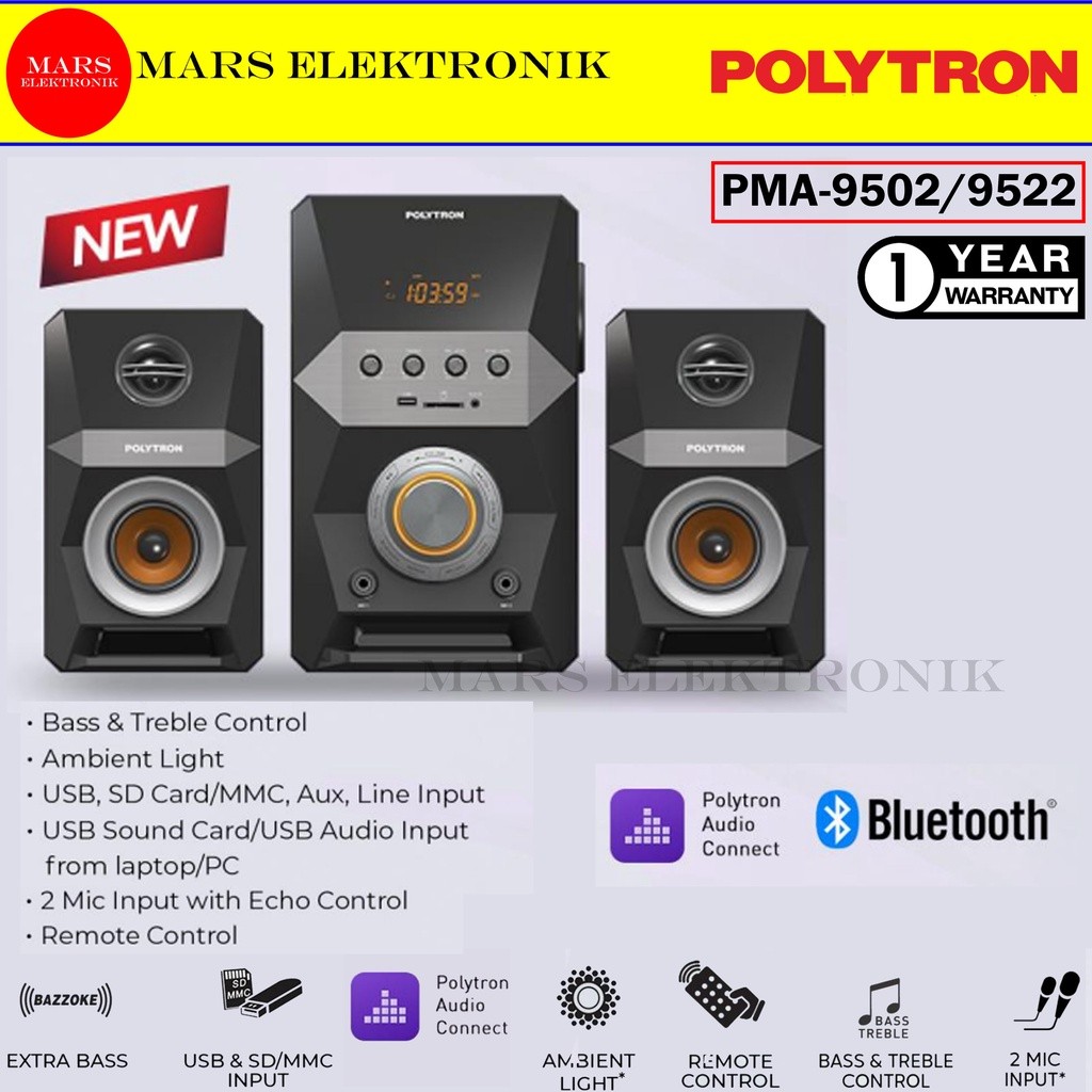 Jual SPEAKER POLYTRON ACTIVE PMA-9502 / PMA 9502 / BLUETOOTH / PMA9502 ...