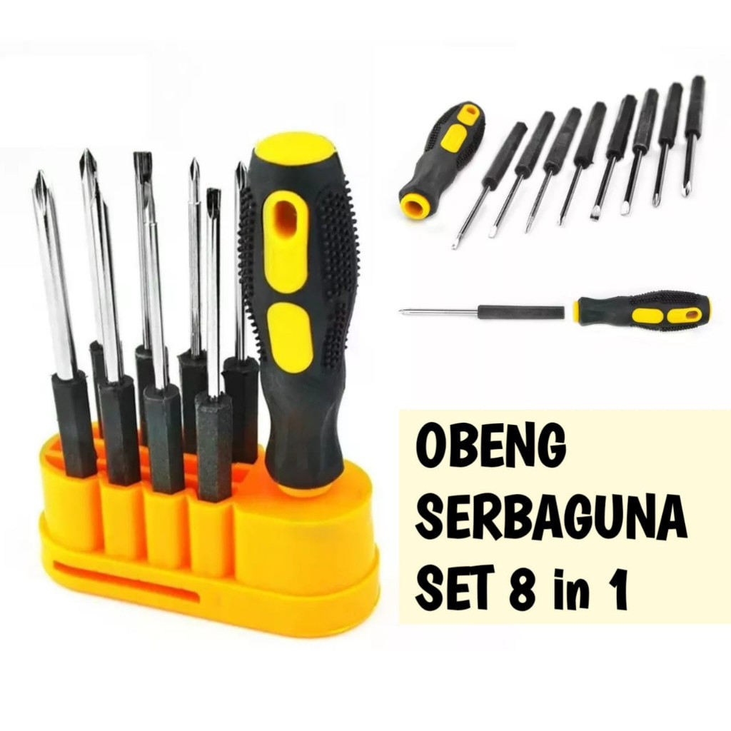 Jual Obeng 8 in 1 plus minus / OBENG Set 8 IN 1 Obeng Set Minus Plus U ...
