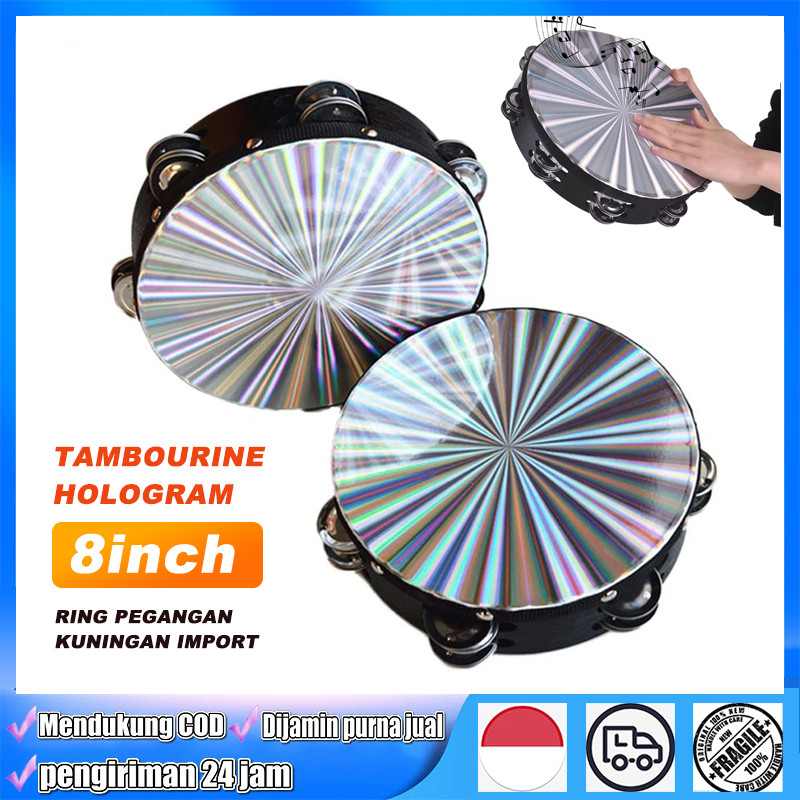 Jual Tamborin 8 Inch Hologram Double Kecrekan Tambourine Tamborine ...