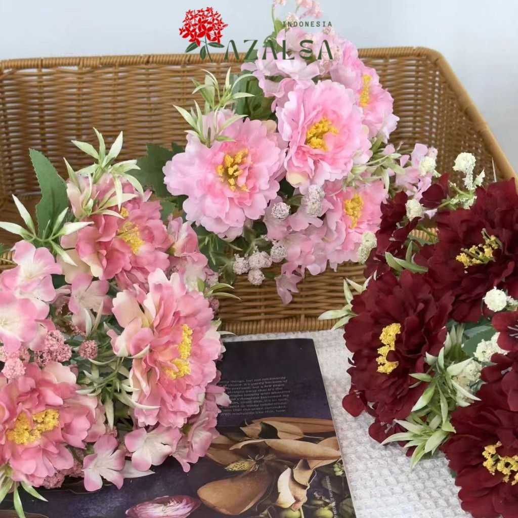 Jual AZALEA - Bouquet bunga BKT 1005 FUFU Bunga Peony + Krisan ...
