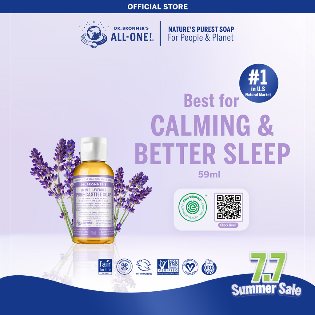 Jual Dr. Bronner's Liquid Soap Lavender Pure Castile 59ml Sabun Cair Organik | Shopee Indonesia