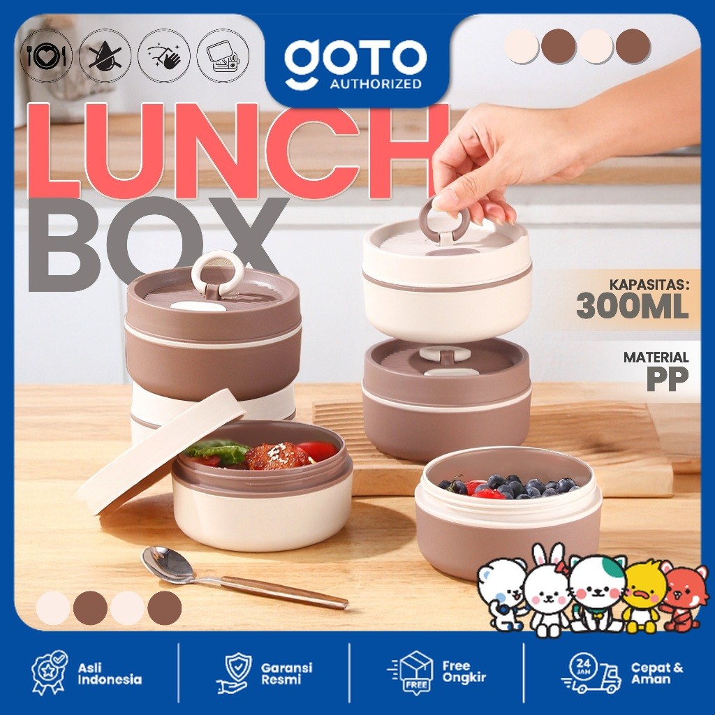 Jual Goto Mooya Lunch Box Kotak Bekal Tempat Makan Anti Tumpah Aesthetic | Shopee Indonesia