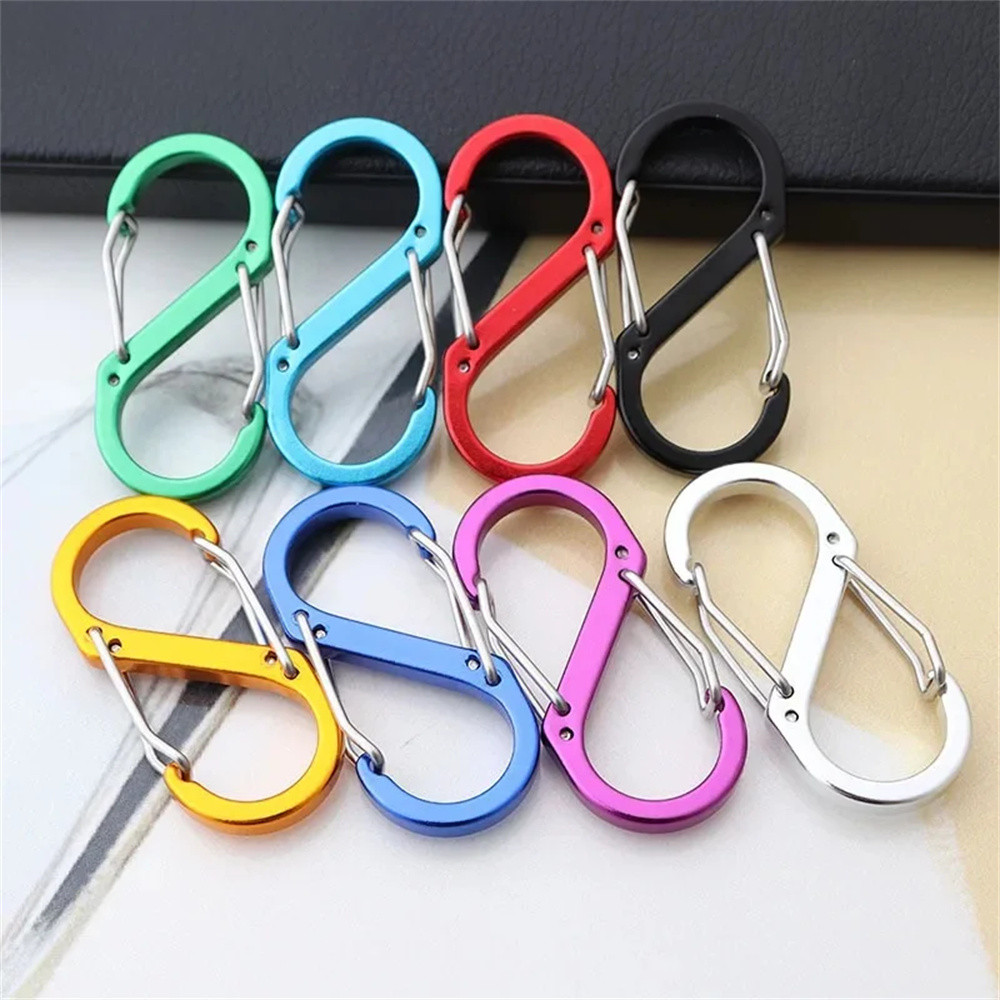 Jual 10PCS S Double Carabiner Snap Hook Set For Keys Outdoor Camping ...