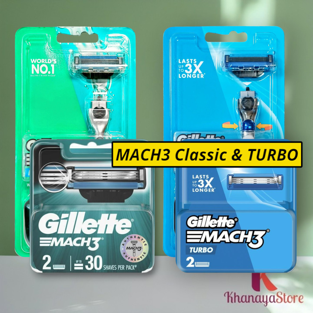 Jual Gillette Mach 3 Turbo dan Mach3 Classic Handle + Cartridge / Pisau ...