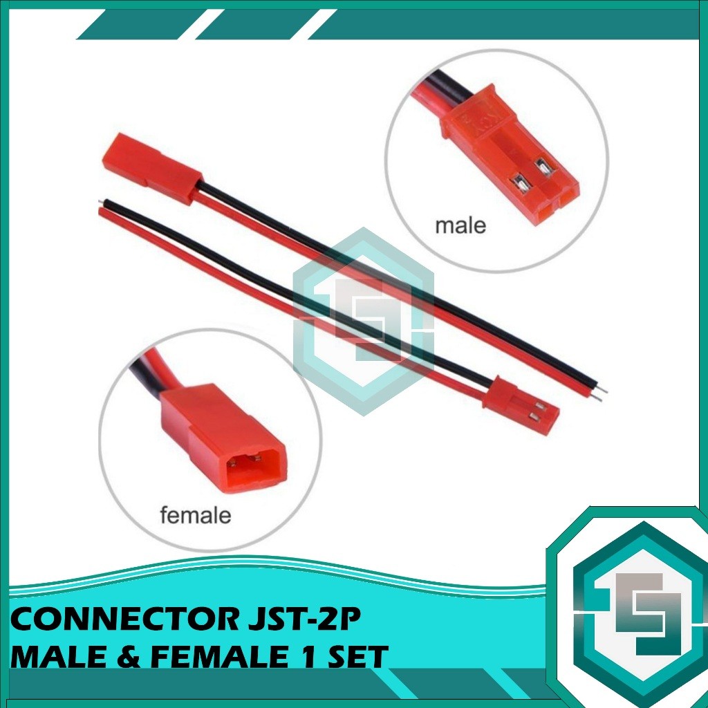 Jual JST 2P Connector Kabel 10cm – Konektor 2 Pin Male Female Pair untuk Baterai LiPo & Arduino ...