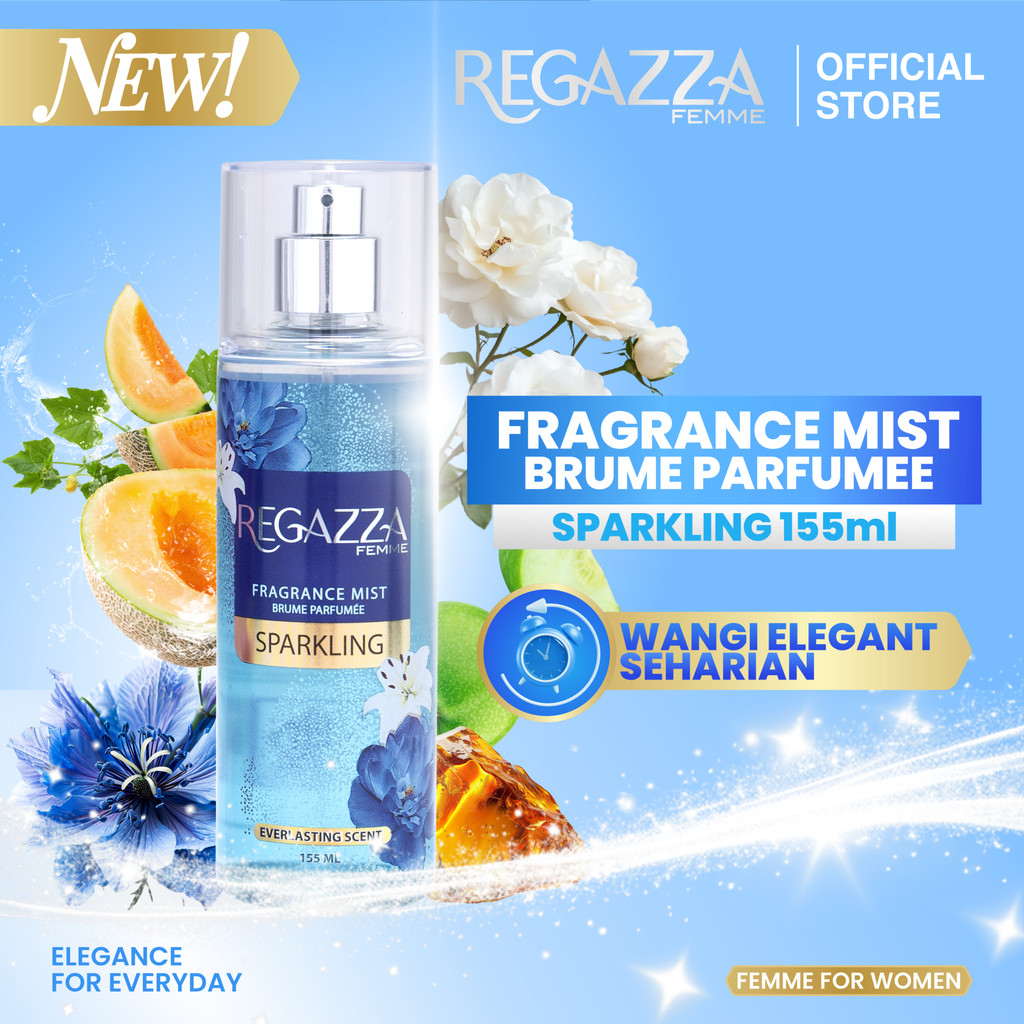 Jual Regazza Femme Fragrance Mist Brume Perfumée Sparkling Blue 155ml – Body Mist Wanita Aktif ...
