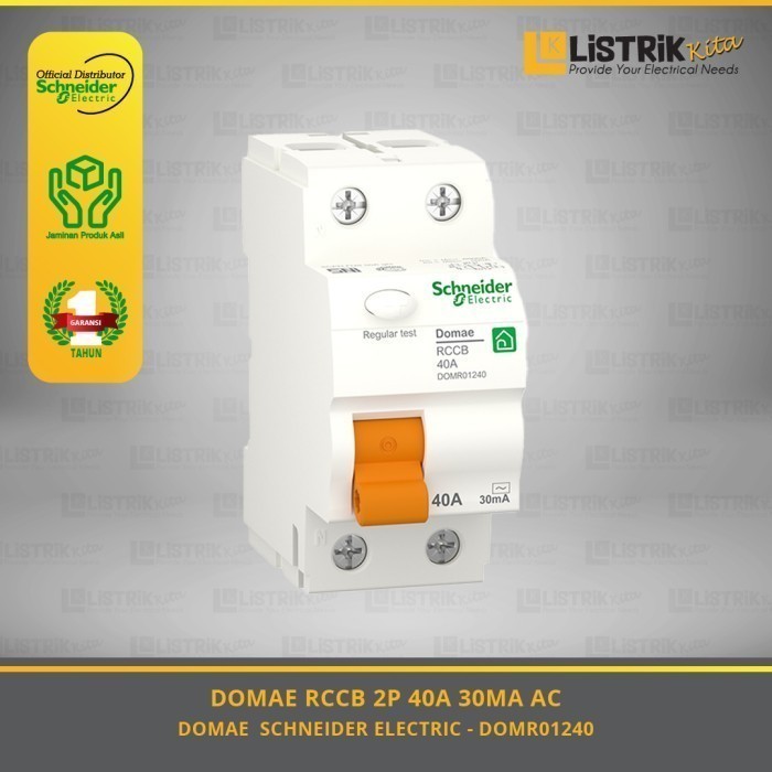 Jual RCCB SCHNEIDER ELECTRIC DOMAE 2P 40A 30MA AC - DOMR01240 | Shopee Indonesia