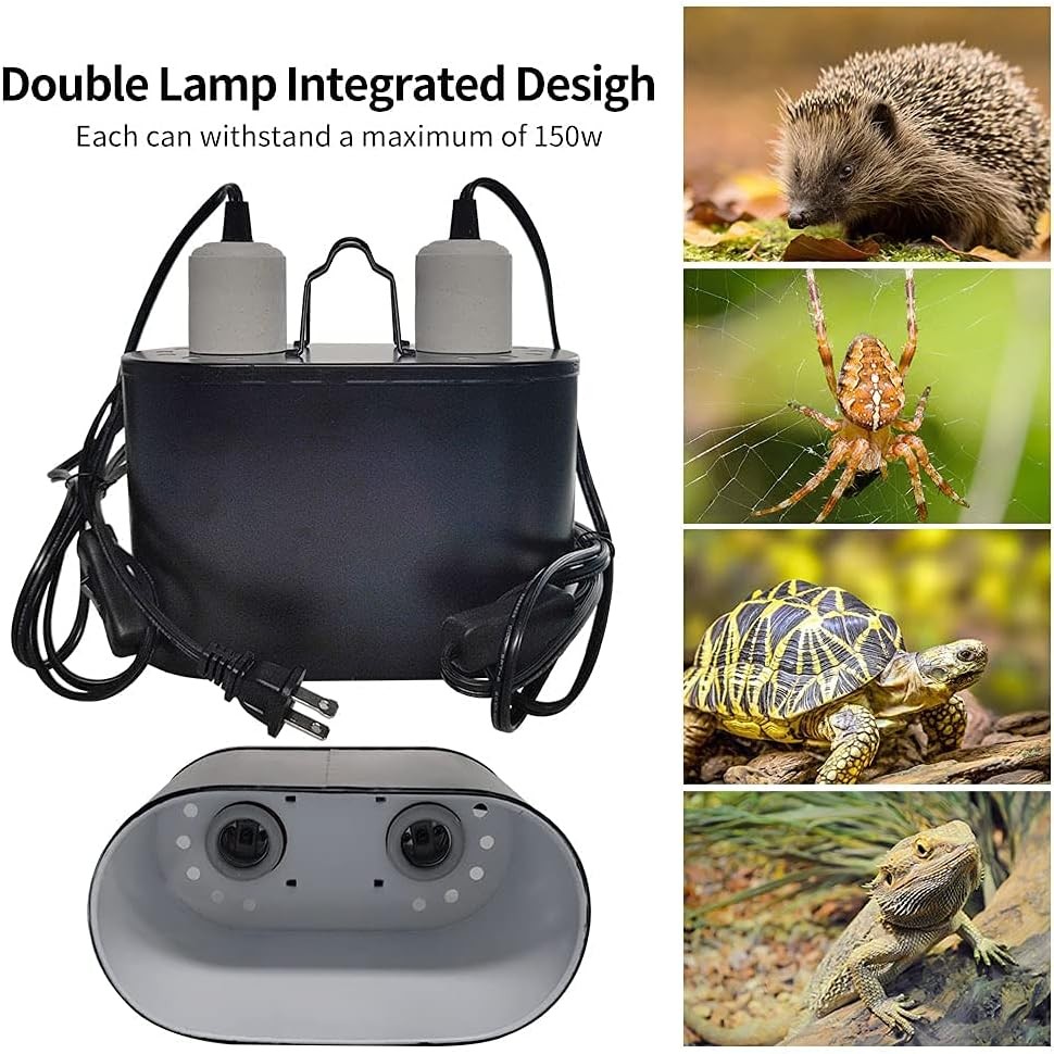 Jual Dual Reptile Light Fixture Dual Deep Heat Lamps UVB Light Fixture ...