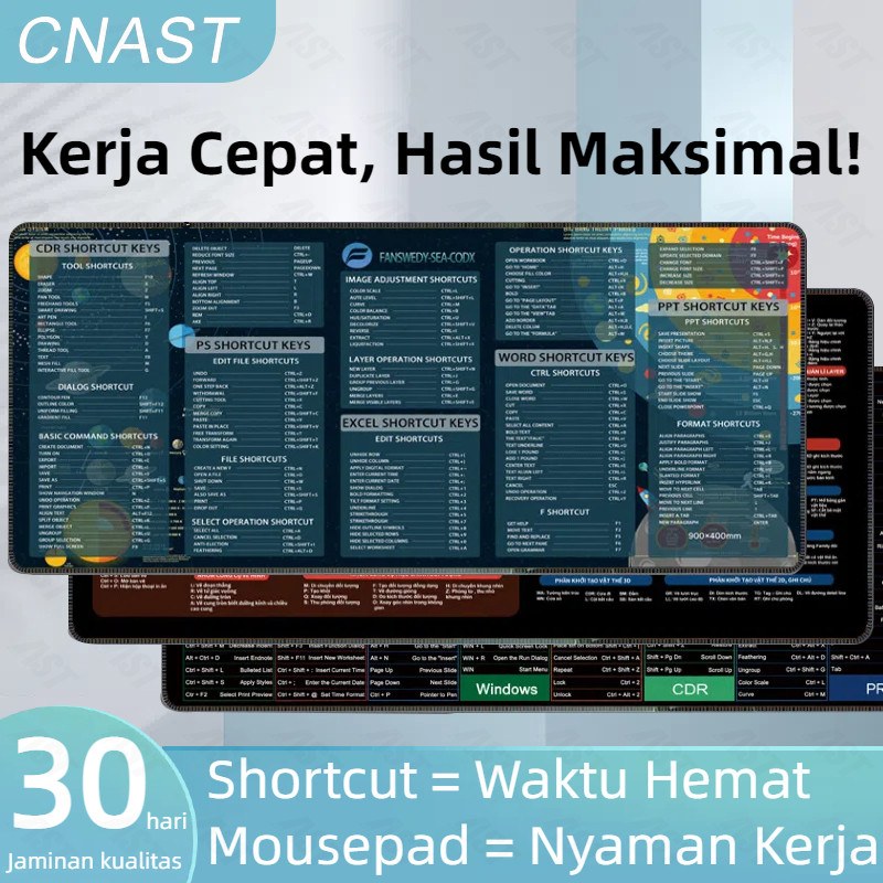 Jual MousePad Rumus Excel/Word/PPT/Office/AI/Photoshop/PR/CDR shortcuts ...