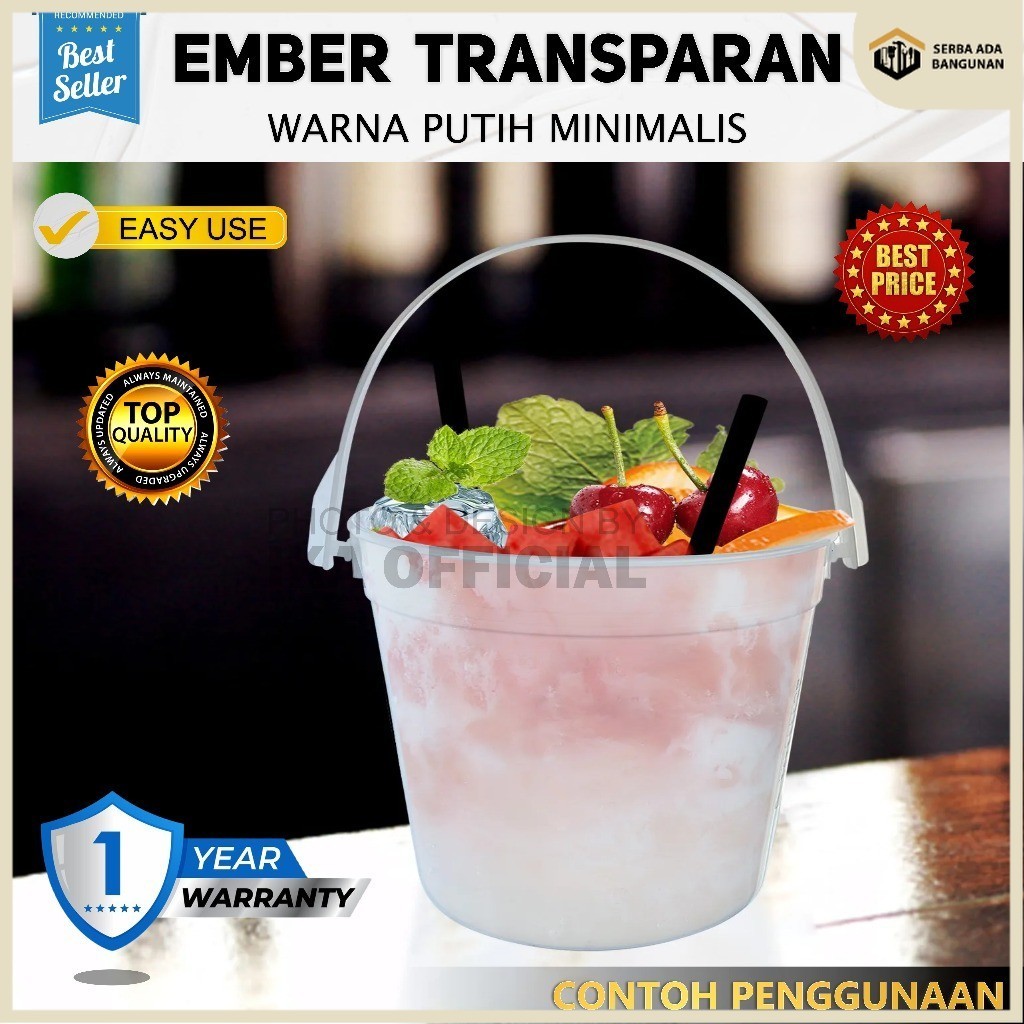 Jual SAB Ember Plastik WARNA KECIL Transparan Putih Bening Ember Cor ...