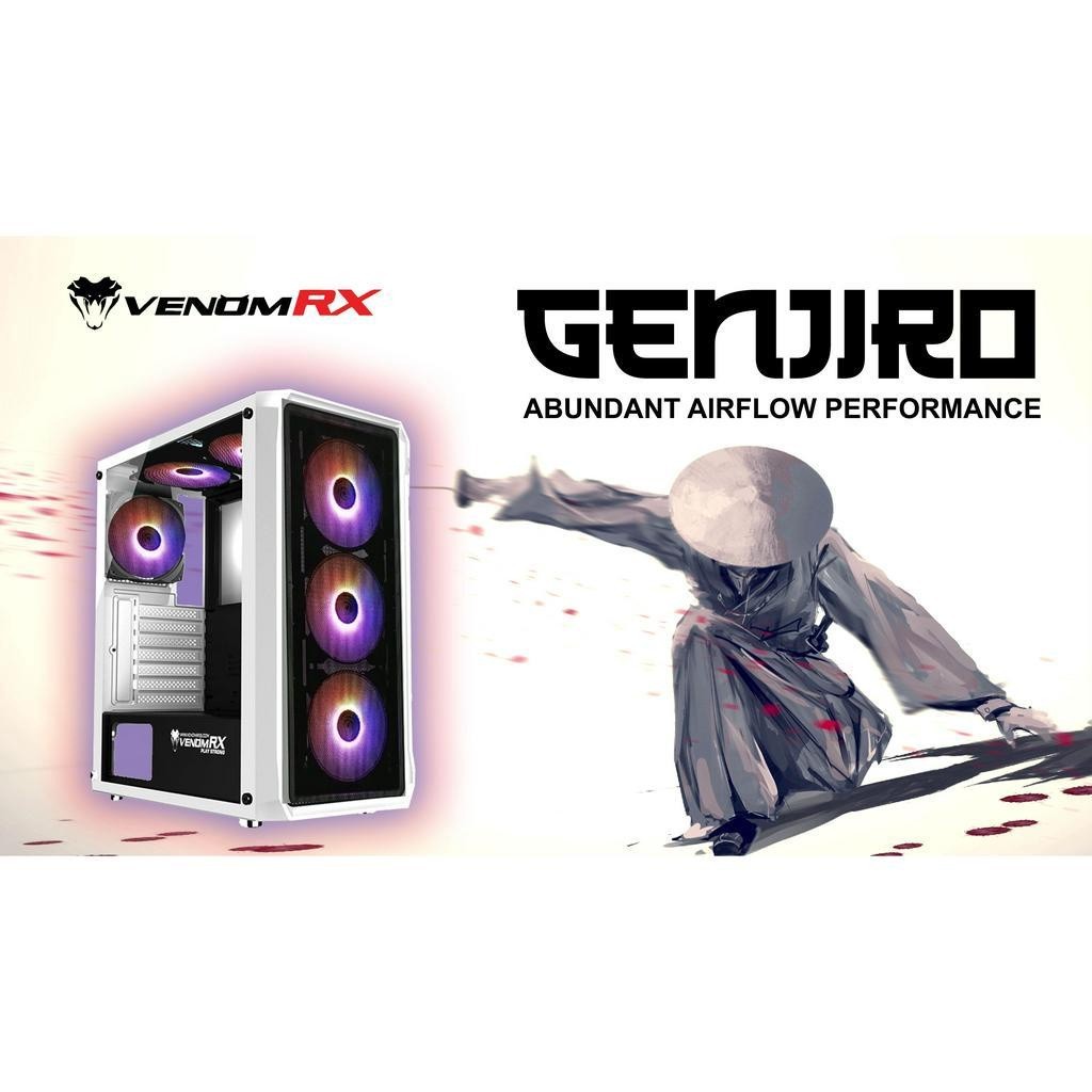 Jual Casing PC Gaming Venom RX Genjiro White Include 3 Fan RGB | Shopee ...