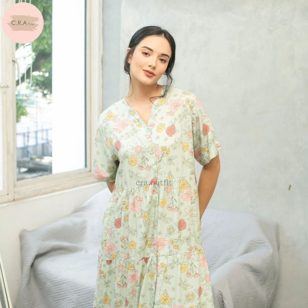 Jual CRA OUTFIT- Maxi Dress Jumbo Rayon Premium Kekinian Busui Friendly ...