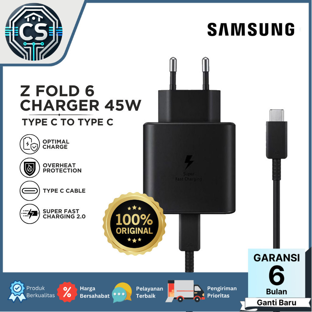 Jual Charger Samsung Galaxy Z Fold 6 45 Watt Super Fast Charging 2.0 ...