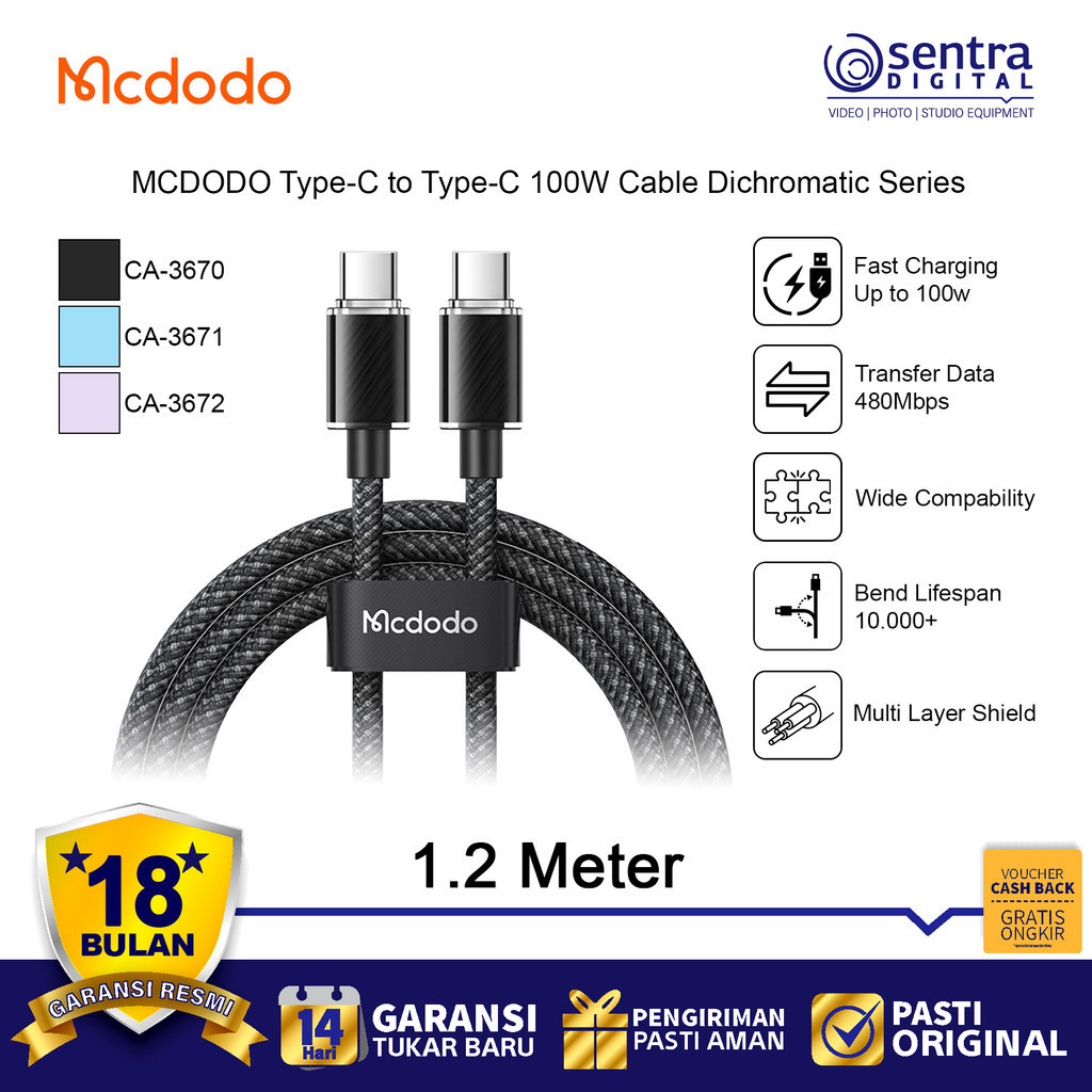 Jual MCDODO USB Cable Type C to C PD fast Charging 100w Kabel Data 1.2m ...