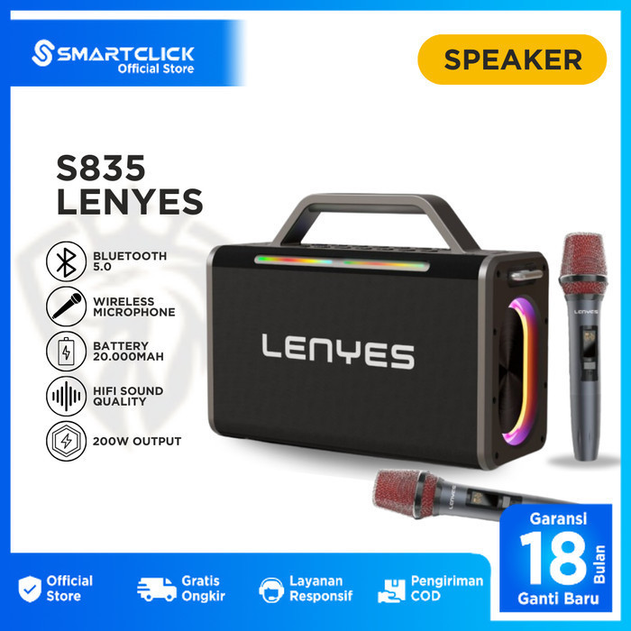 Jual Lenyes S835 Speaker Bluetooth Karaoke Portable Wireless 200w Original | Shopee Indonesia