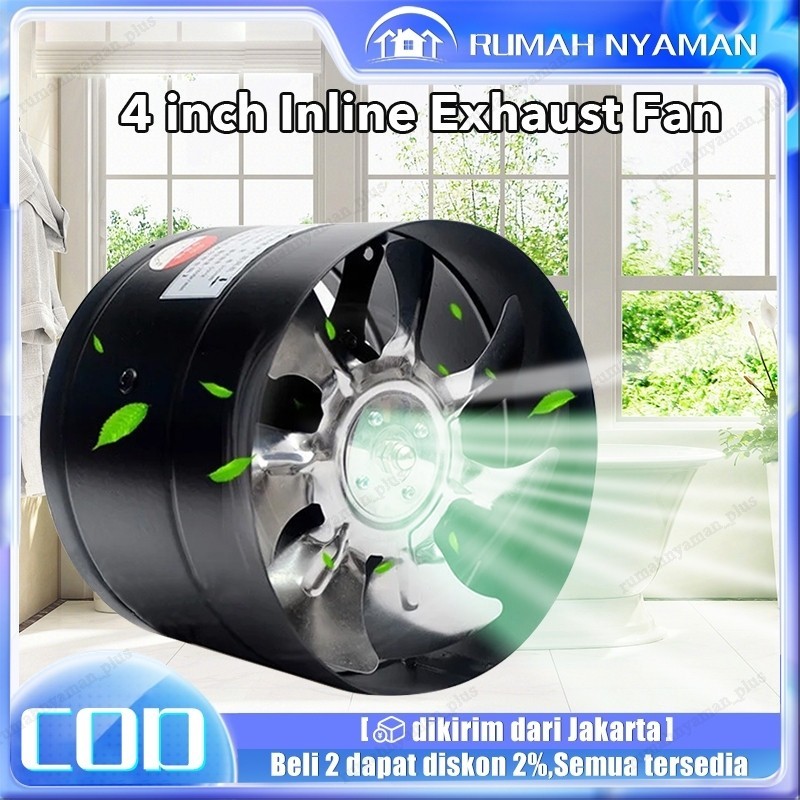 Jual 4 Inch Inline Duct Exhaust Fan Booster Exhaust Blower Air Cooling ...