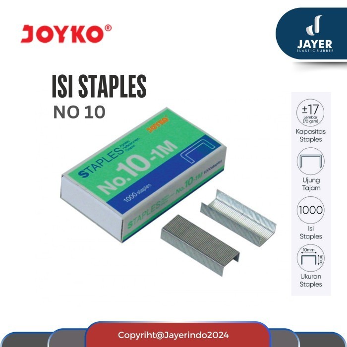 Jual Isi staples joyko no. 10 isi hekter joyko box kecil isi 1000 pcs ...