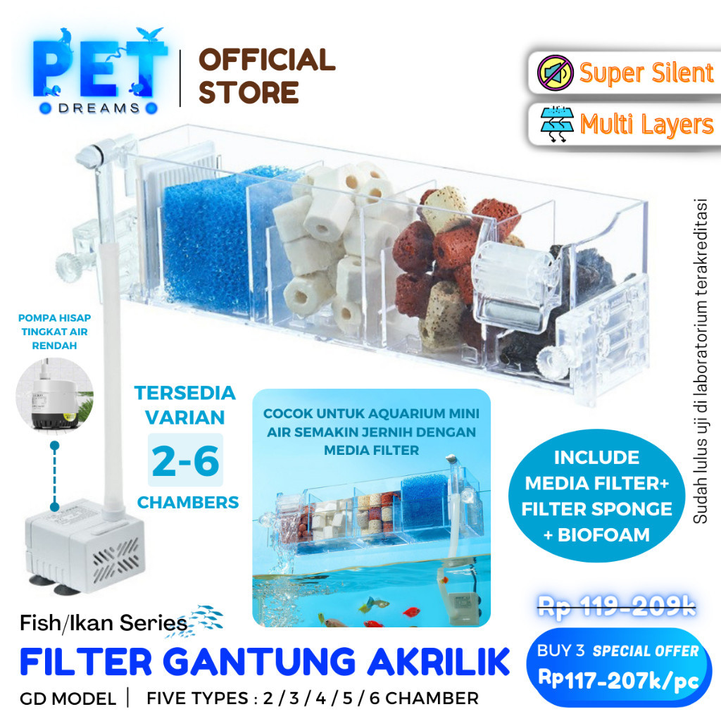 Jual KEREN Hang On Filter Gantung Akrilik Aquarium External Hanging ...
