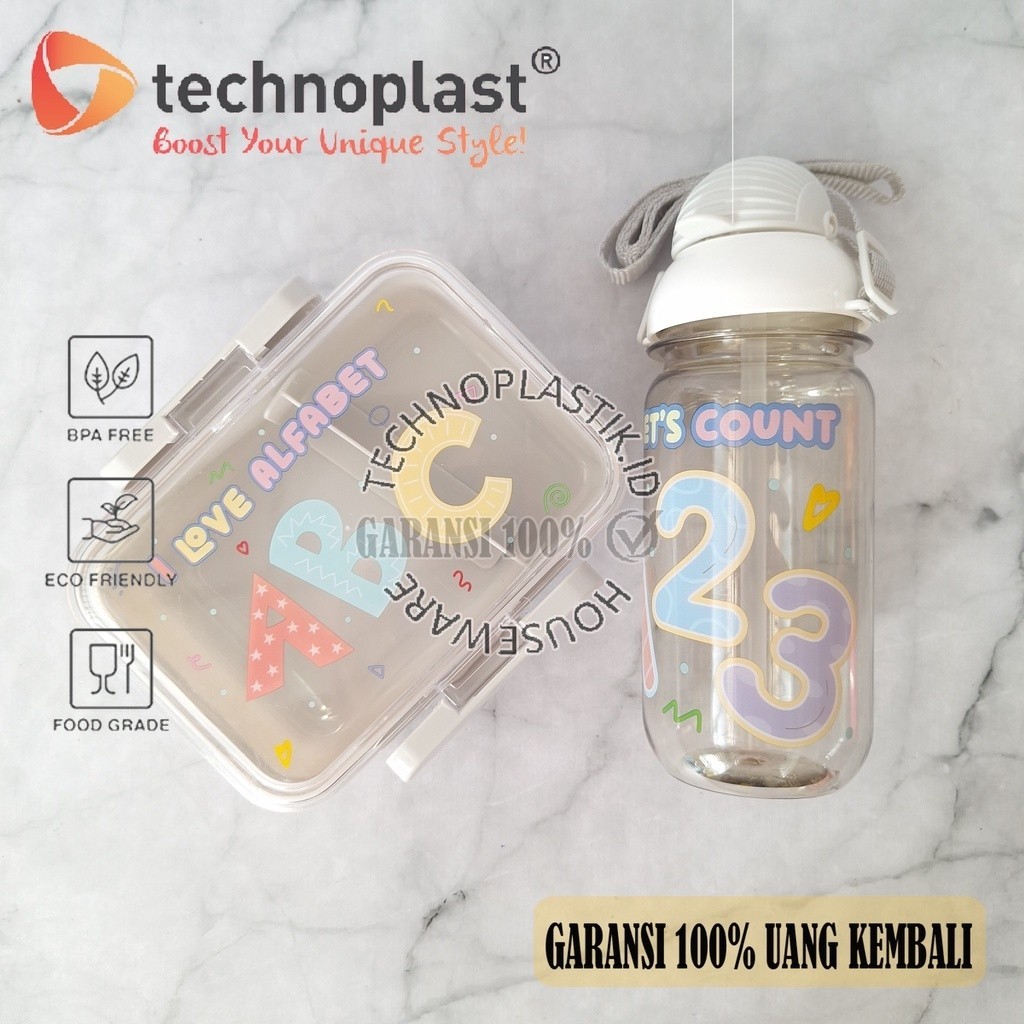 Jual TECHNOPLAST Paket Hemat Tiny Treasure Set Lunch Box 450Ml & Botol Air Minum 450Ml | Shopee ...