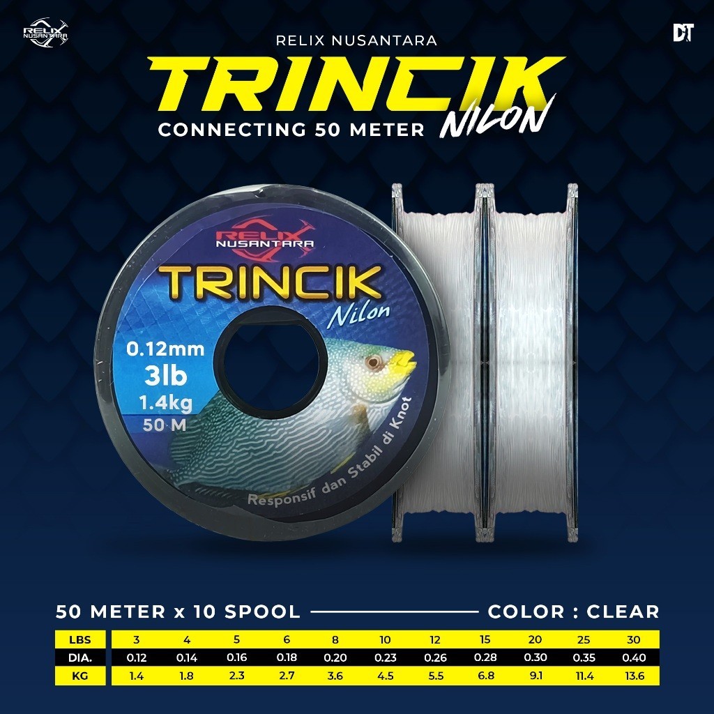 Jual Senar Nilon Trincik Relix Nusantara 50 Meter Senar Pancing Tali ...