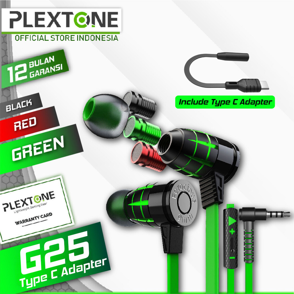 Jual Plextone G25 Type C Adapter Bundle Gaming Earphone Noise Canceling ...