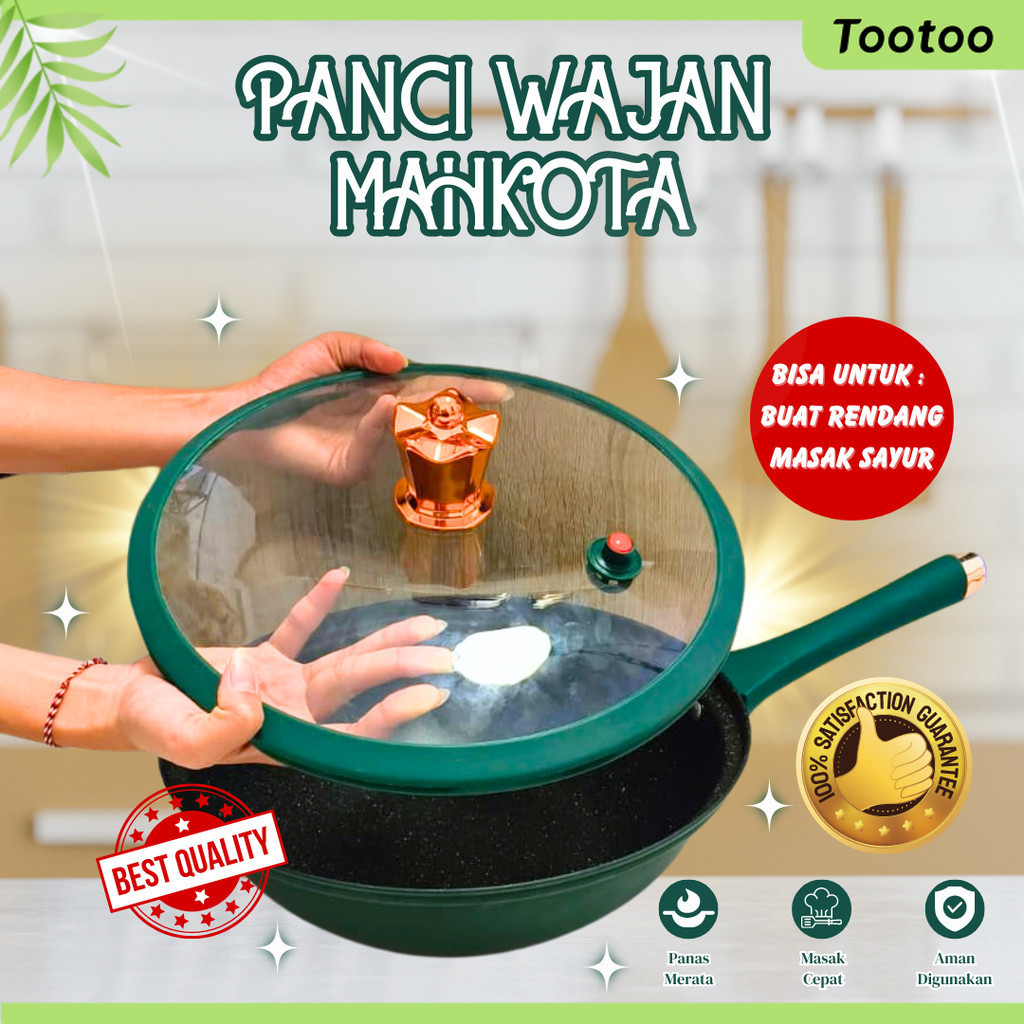 Jual Tootoo Wajan Teflon Mahkota Hijau Premium Anti Lengket Wajan Batu ...