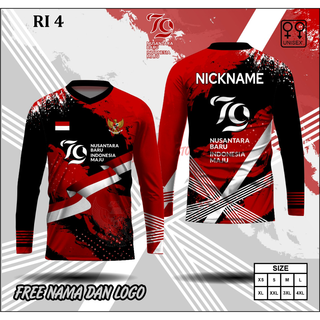 Jual AJ22M jersey hut kemerdekan ri ke 79 lengan panjang baju kemerdekaan indonesia ke 79 kaos ...