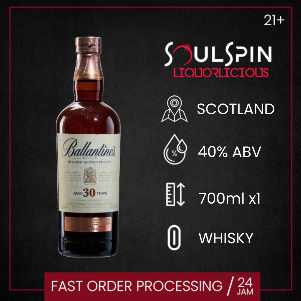 Jual Ballantines 30 Year Old Blended Scotch Whisky 700ml | Shopee Indonesia