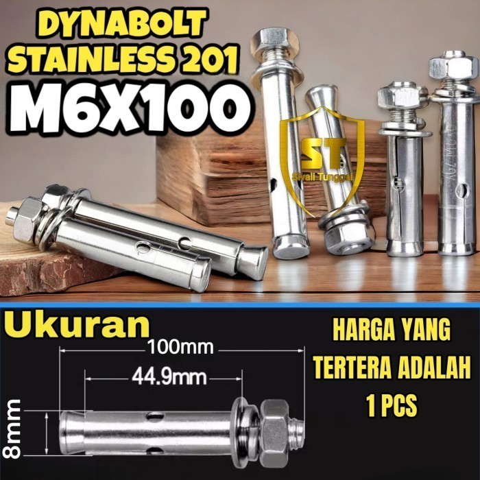 Jual DYNABOLT SS 201 M6×100 - DINABOLT - ANCHOR BOLT STAINLESS | Shopee ...