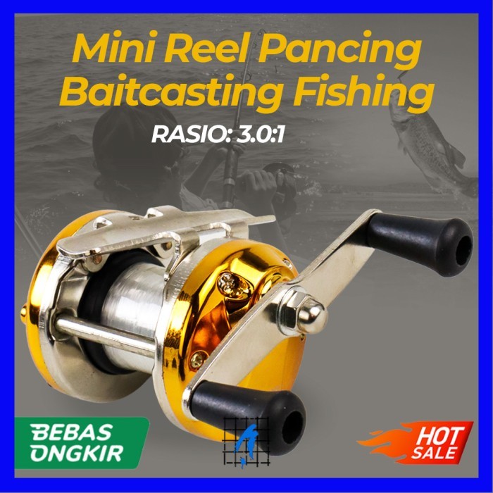 Jual Mini Reel Pancing Fishing Reel 3.0:1 50m - Gold | Shopee Indonesia