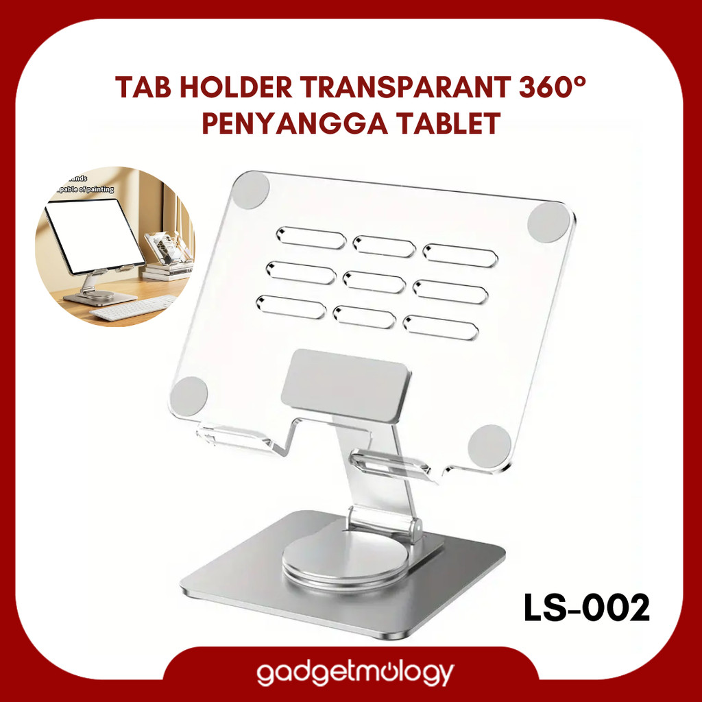 Jual Stand Holder Tablet Transparant 360° Rotate Penyangga Dudukan Tab ...