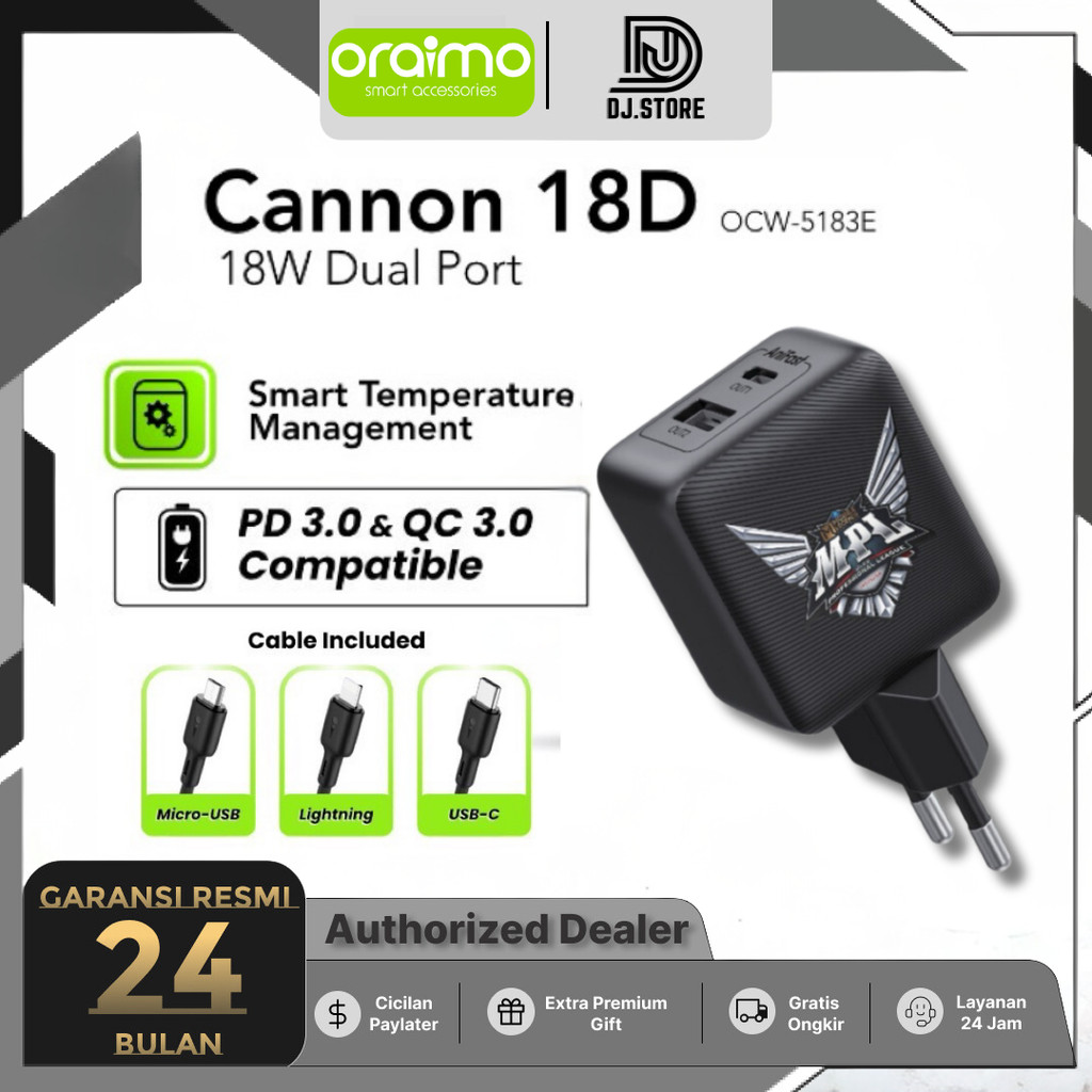 Jual Oraimo Charger x MPL Mobile Legends Cannon 18D OCW-5183E Dual ...