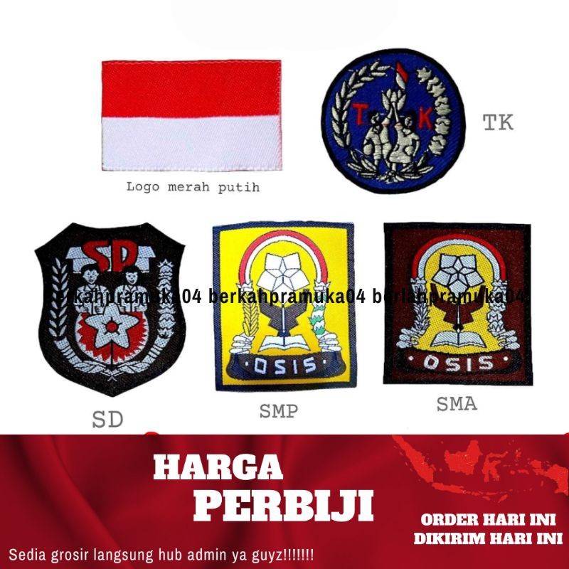 Jual Bordir Badge bed logo bordir osis atribut anak sekolah tk sd smp ...