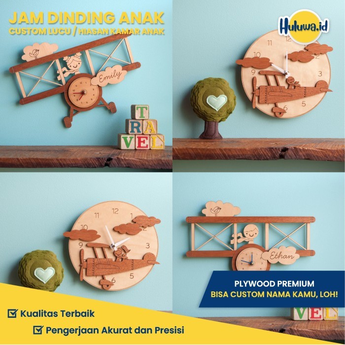 Jual Jam Dinding Anak Custom Lucu / Jam Dinding Kayu Hiasan Kamar Anak ...