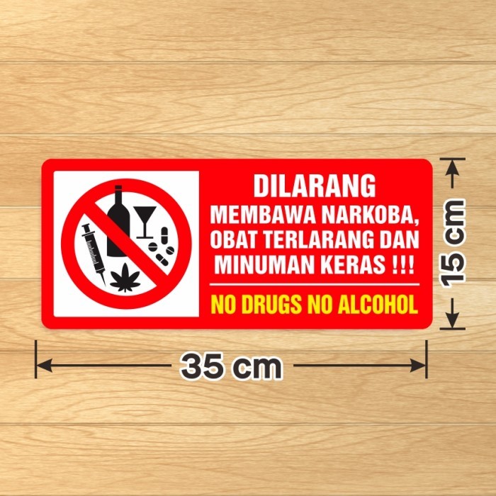 Jual Sticker Sign No Drugs No Alcohol Stiker Dilarang Membawa Narkoba ...