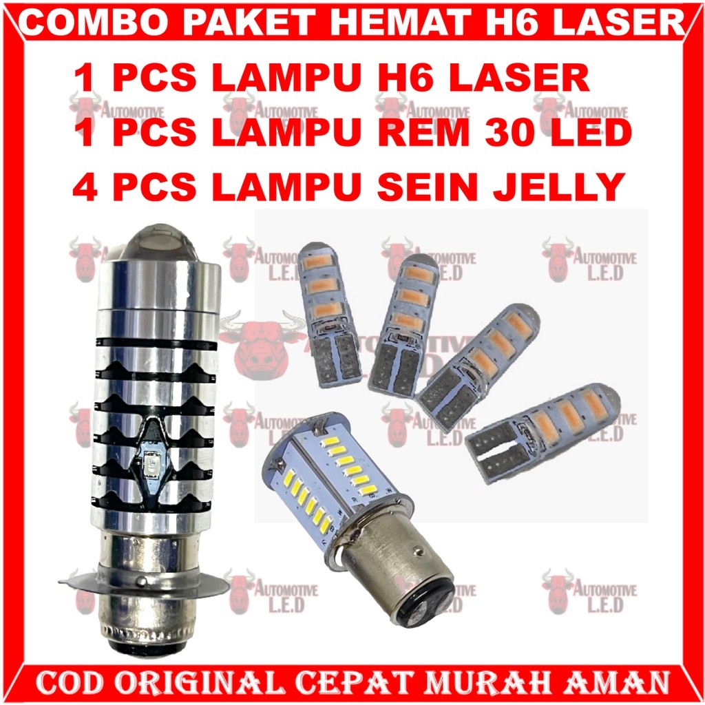 Jual ORIGINAL COMBO PAKET HEMAT LAMPU MOTOR LED H6 LASER BOHLAM STOP 30 LED PLUS SEIN MOTOR ...