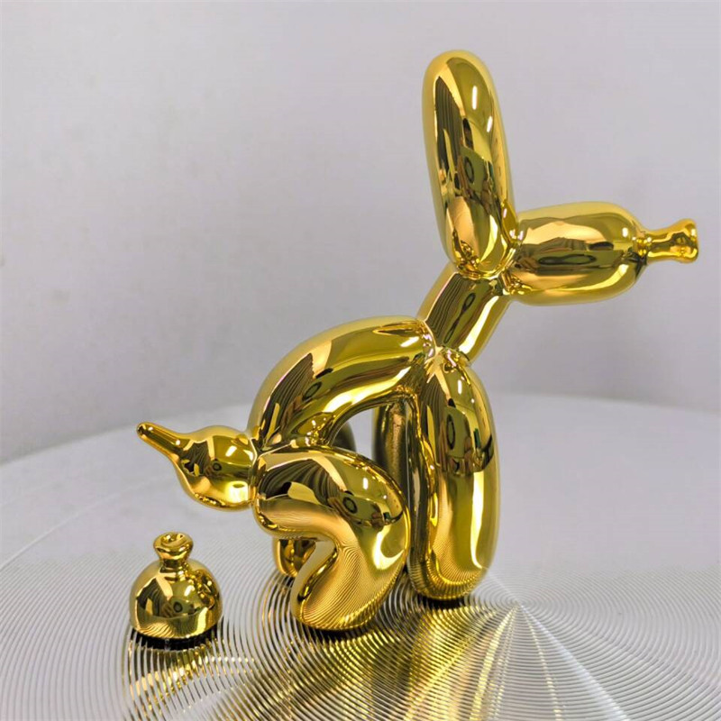 Jual Cute Balloon Dog Puppy Poop Statue Resin Animal Sculpture Home ...