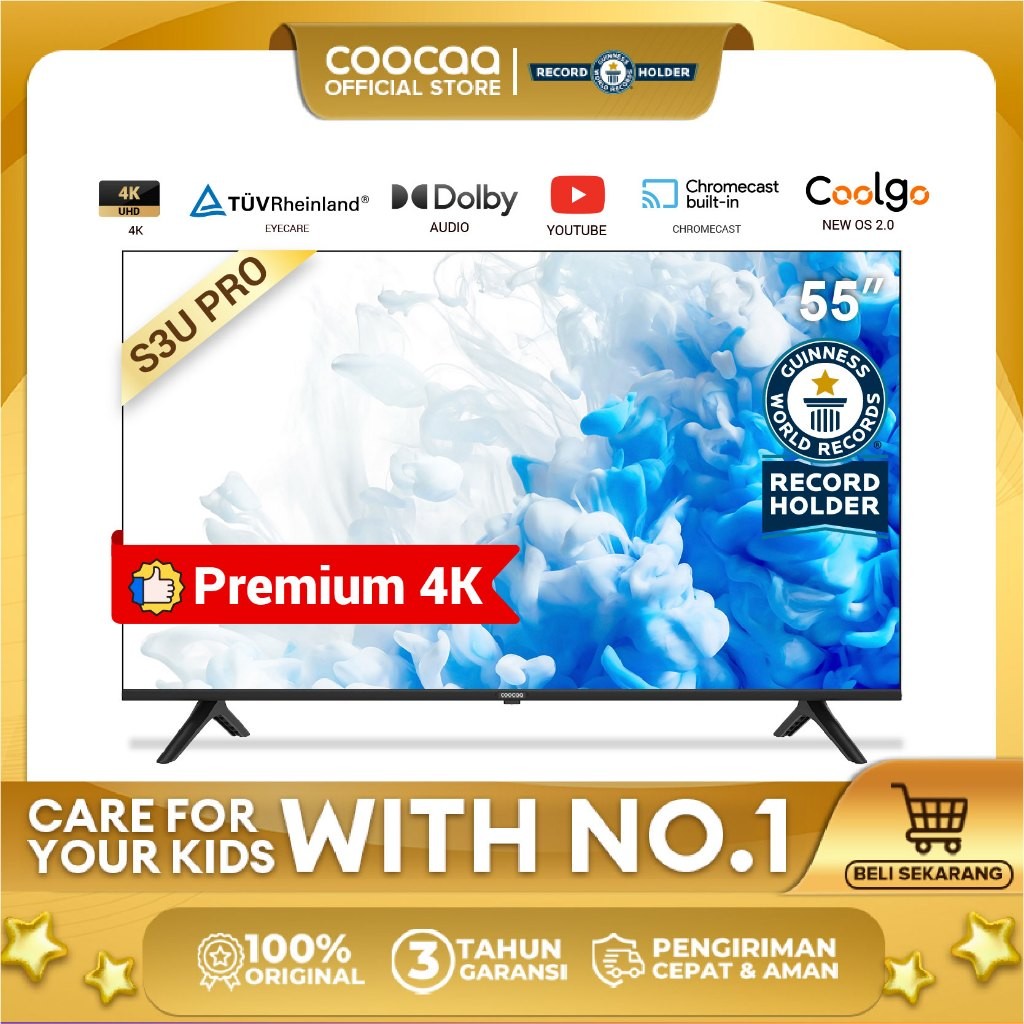 Jual Coocaa 55 Inch Smart TV Android 4K UHD Netflix YouTube Dolby Audio ...