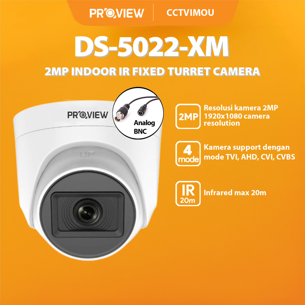 Jual PROVIEW DS-5022-XM 2MP INDOOR IR FIXED TURRET ANALOG HDTVI CAMERA ...